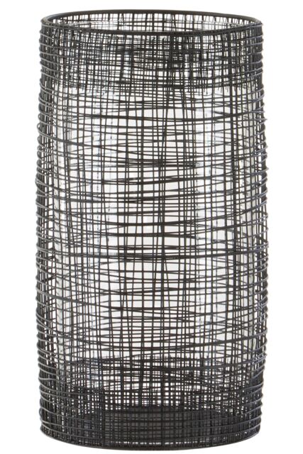 Orsina Cylindrical Black Lantern, Elegant Iron Wireframe Black Candle ...