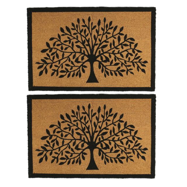 Nicola Spring Coir Door Mats - 90cm x 60cm - Tree of Life - Pack of 2 ...