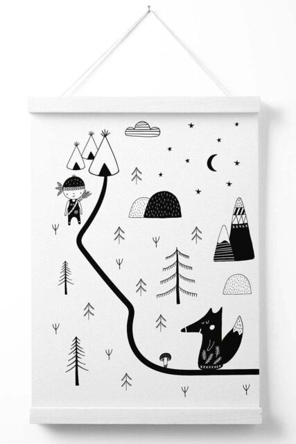Cute Scandi Map Framed Print SIZE: A4 with White Frame by Debenhams ...