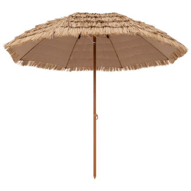 Gymax 216 cm Thatched Tiki Umbrella Beach Umbrella Patio Parasol in ...