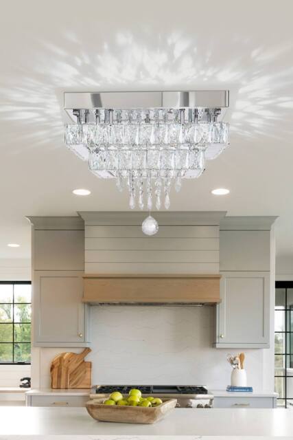 Double-layer Stainless Steel Crystal Ceiling Light in Silver by ...