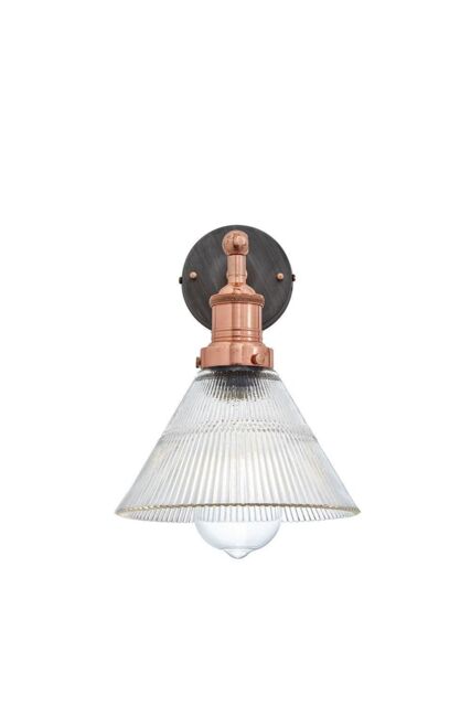 Brooklyn Glass Funnel Wall Light, 7 Inch, Copper Holder by Debenhams ...