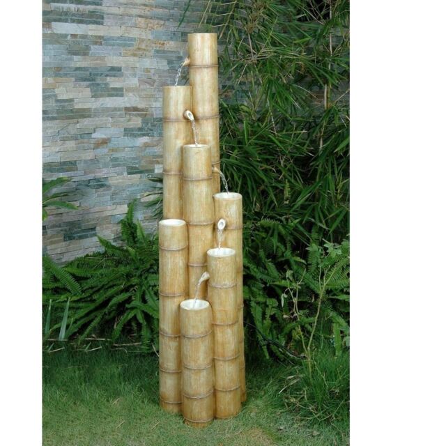 Bamboo Poles Water Fountain Feature Outdoor Cascade Trickling 145cm by ...