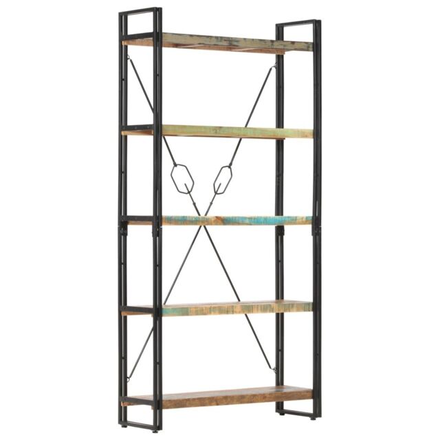 Berkfield Home 5-Tier Bookcase 90x30x180 cm Solid Reclaimed Wood in ...