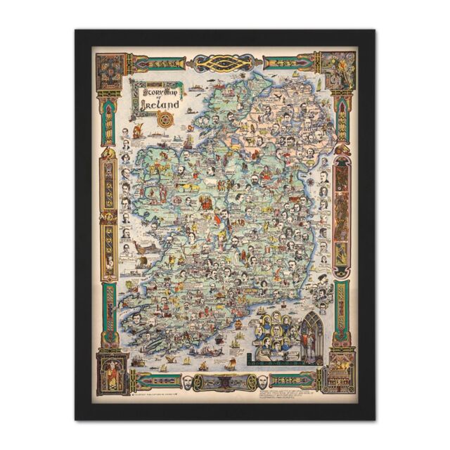 Wall Art Print Map Colortext 1936 Story Ireland Historic Pictorial ...