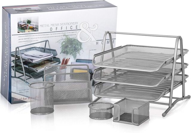 KAV MESH Office Set of 5 Pices 3 Tier/Layers/Trays Letter/Filing/Paper ...