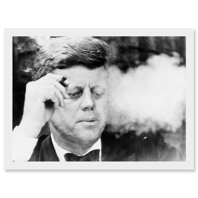 Photo JFK John F Kennedy Smoking Cigar US President Picture A4 Artwork ...