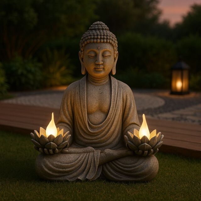 Meditating Solar Buddha Holding Flame by Debenhams | ufurnish.com