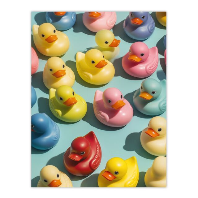 Rubber Ducks Ducky Colourful Pattern Modern Wall Art Print by Debenhams ...