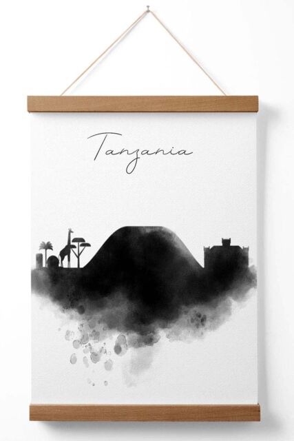 Tanzania Watercolour Skyline City Framed Print SIZE: A4 with Oak Frame ...
