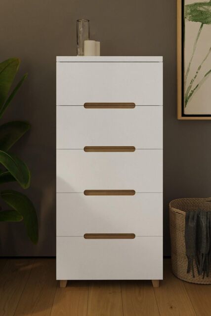 Veloce 5 Drawer White Gloss Chest Of Drawers Fast Click Assembly by ...