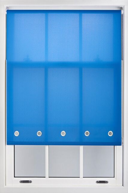 Blue Daylight Roller Blind with Chrome Round Eyelets - Trimmable Window ...