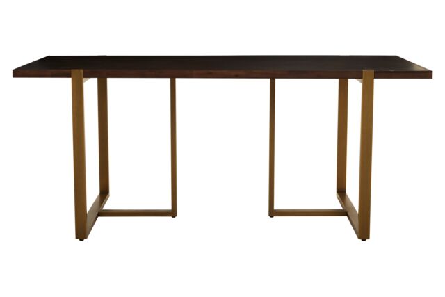Brass Base Dining Table, Sustainable Acacia Wood Top Dining Room Table ...