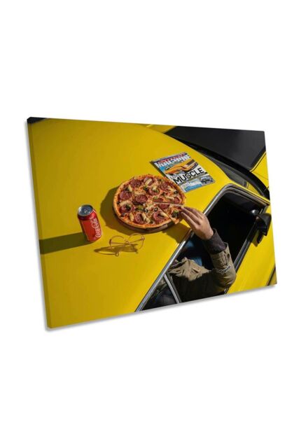 "CanvasGeeks Pizza on Old School Classic Muscle Car Canvas Wall Art ...