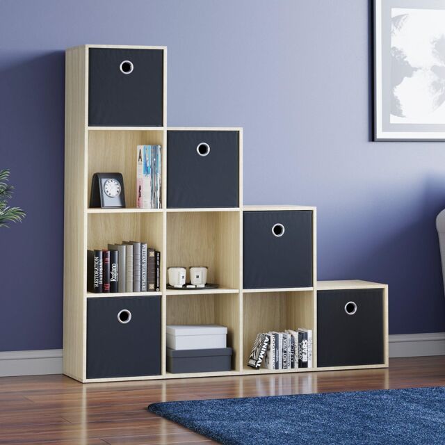 Vida Designs Durham 10 Cube Storage Unit & Cube Storage Basket Black ...