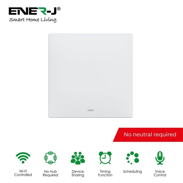 ENER-J 1 Gang Smart Push Button Switch, Only Live Connection (with mini ...