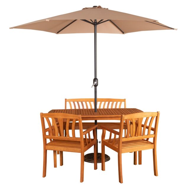 4 Person Garden Table, Bench & 2 Chairs with Beige Havana & Base by ...