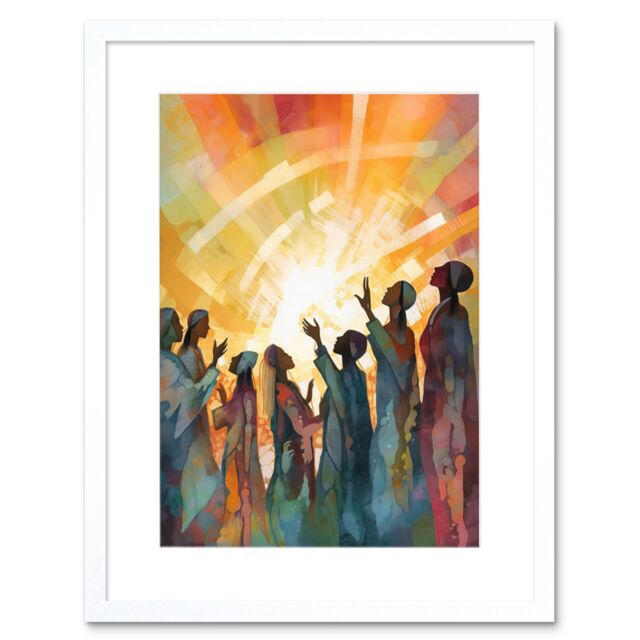 Artery8 Wall Art Print Group Singing Hymns at Sunrise Abstract Female ...