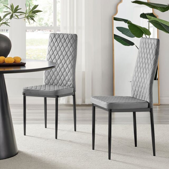 FurnitureboxUK Set of 6 Milan High Back Soft Touch Diamond Pattern ...