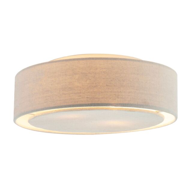 Modern Flush Linen Fabric Ceiling Light Fitting with Diffuser Plate by ...