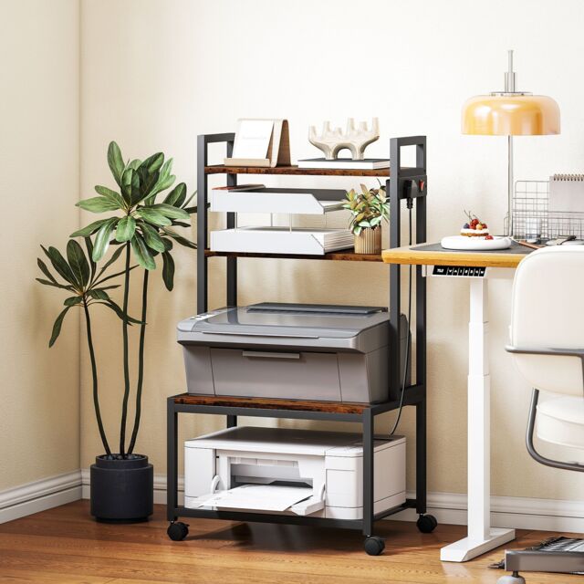 4-Tier Mobile Printer Stand with Power Outlets for Home Office by ...