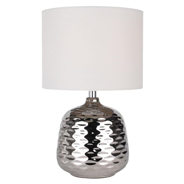 Chrome Ceramic Dimple Table Lamp with White Shade by Debenhams ...