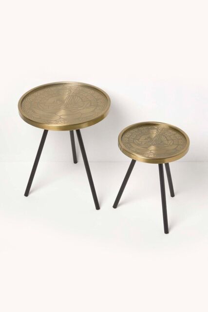 Set of 2 Buddha Decorative Gold Side Tables by Debenhams | ufurnish.com