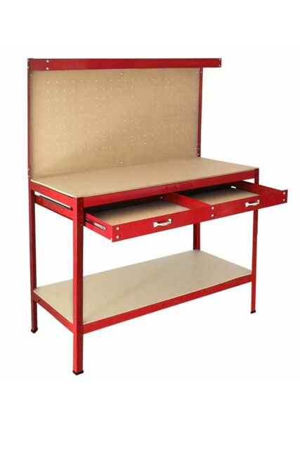 Workbench With Pegboard And Drawer In Red by Debenhams | ufurnish.com