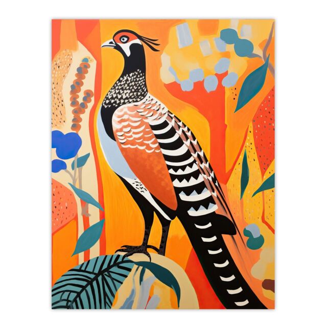 "Wee Blue Coo Wall Art Print Autumn Pheasant Bird Portrait Vibrant Folk ...