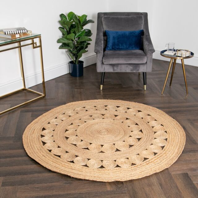 Circle Pattern Round Jute Rug by Debenhams | ufurnish.com