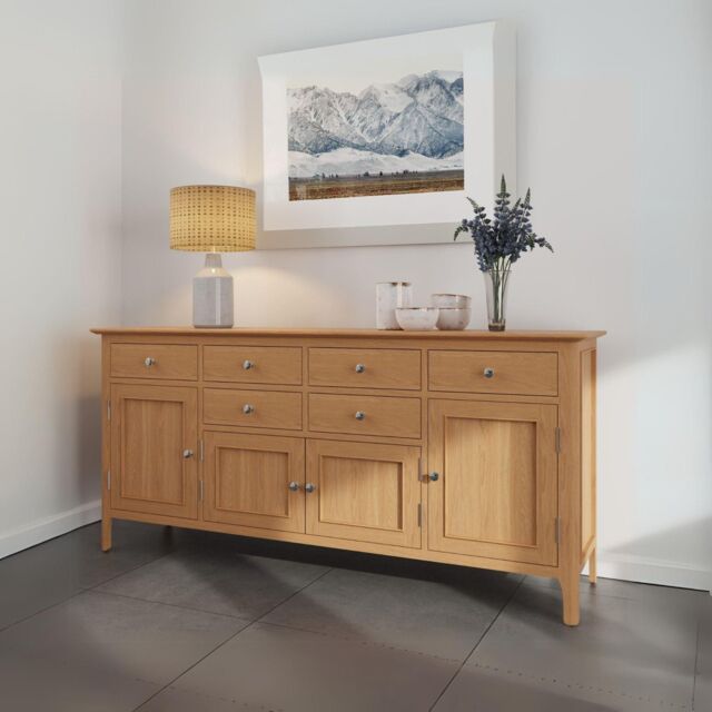 Natland Large Sideboard 6 Drawer 4 Storage Cupboard Doors Solid Wood by ...