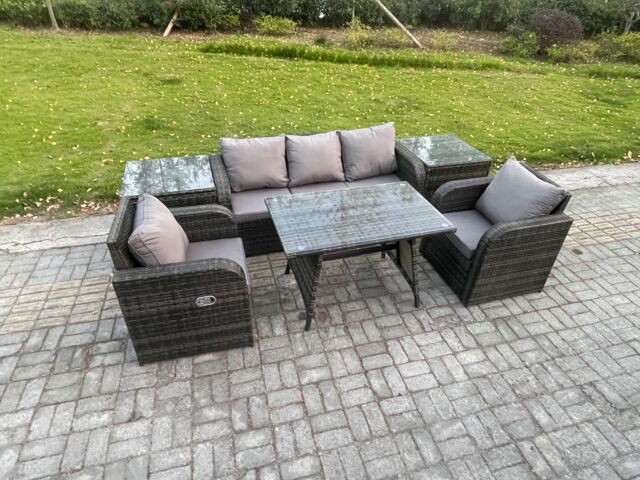 Fimous Rattan Wicker Garden Furniture Patio Conservatory Sofa Set with ...