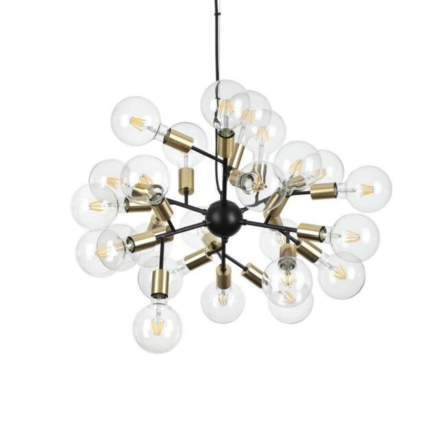 Spark Indoor Multi Arm Ceiling Pendant Lamp 24 Lights Black E27 by ...