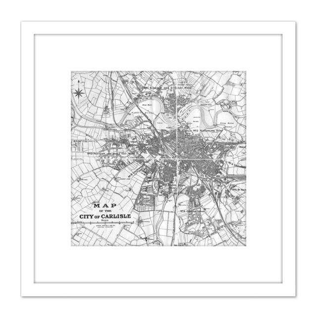 Map 1931 Carlisle City England Plan Chart 8X8 Inch Square Wooden Framed ...