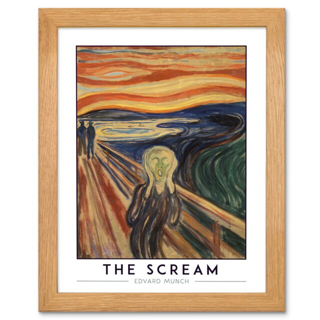 Edvard Munch The Scream Art Oak Wood Framed Wall Print by Debenhams ...