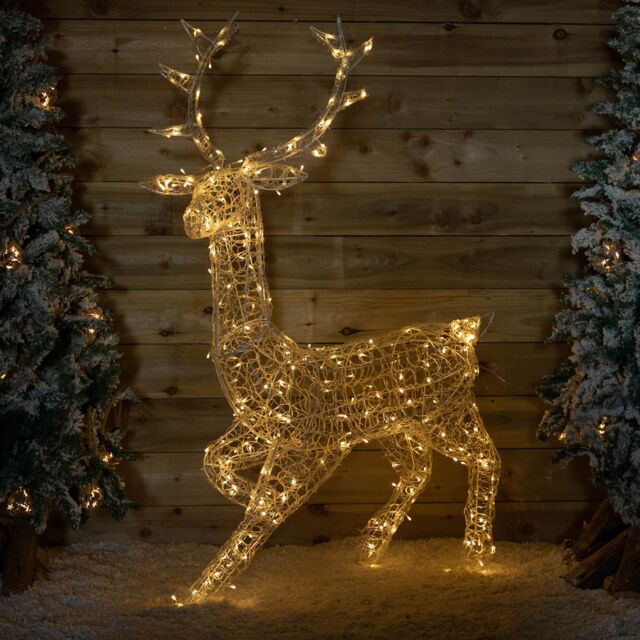 1.4m Light up Soft Acrylic Christmas Stag with 300 Warm White LEDs by ...