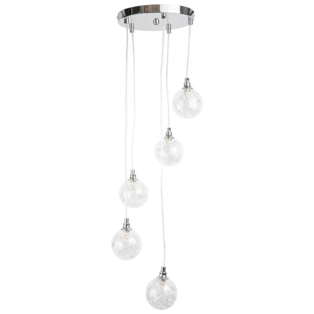 Chrome 5 Light Cluster Fitting with Glass Globe Shades by Debenhams ...
