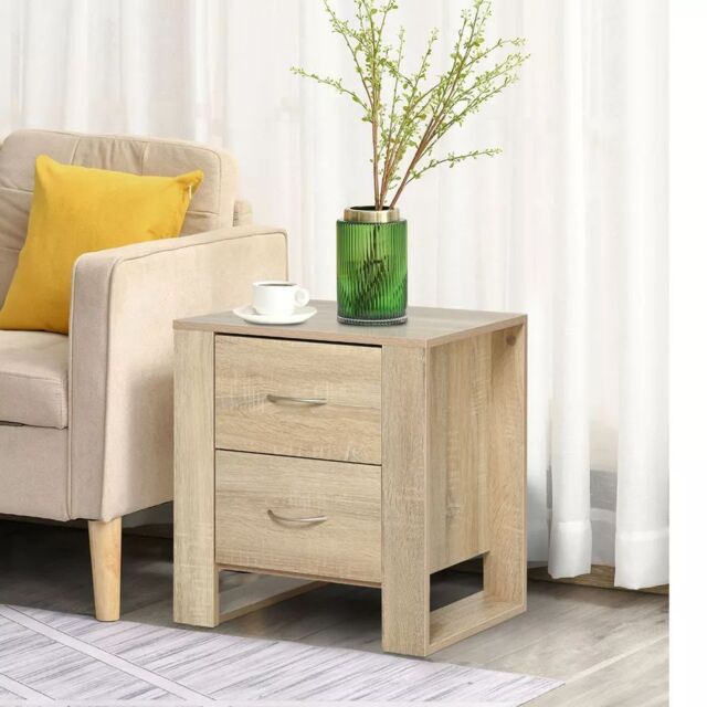 Natural Wood Bedside Table With 2 Drawers by Debenhams | ufurnish.com