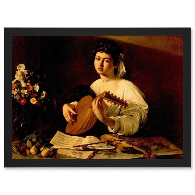 Painting Portrait Study Caravaggio Lute Player Artwork Framed Wall Art ...