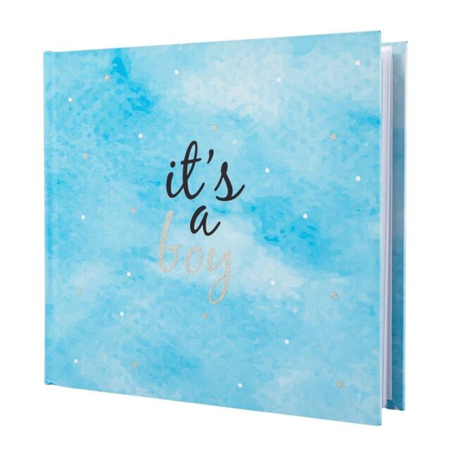 It's a Boy Photo Album with Silver Glitter Stars for Christening or ...