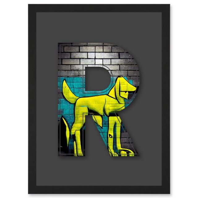 Letter R Abstract Dog Yellow Decorative Graffiti Mural Alphabet Initial ...