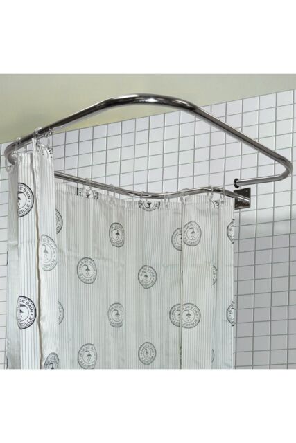 'Loop' Square Stainless Steel Rectangular Shower Rail And Curtain Rings ...