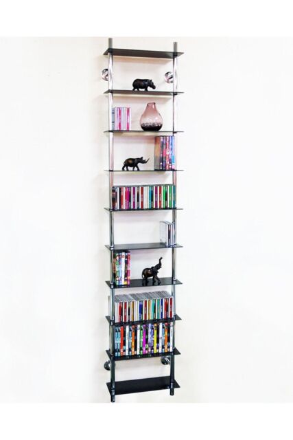 'Maxwell' - Wall Mounted 10 Tier Glass 300 Cd / 200 Dvd / Blu-ray ...