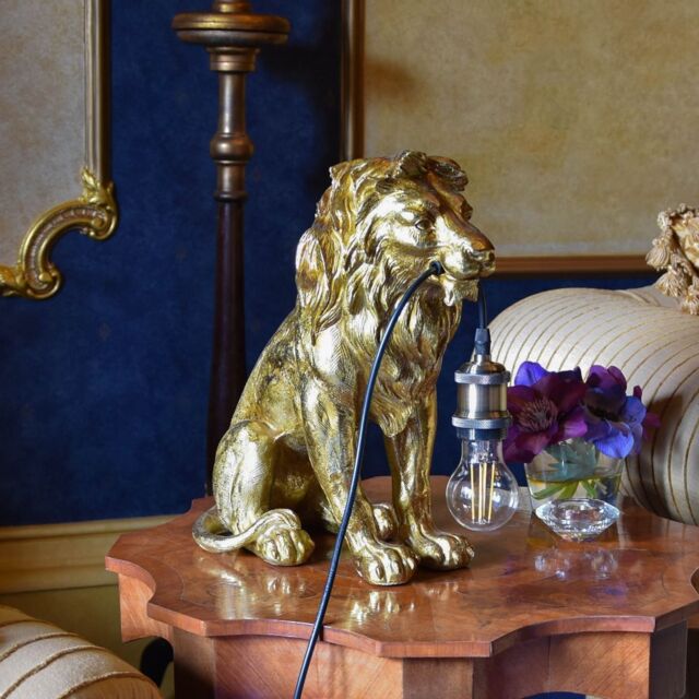 Majestic Antique Gold Lion Table Lamp by Debenhams | ufurnish.com