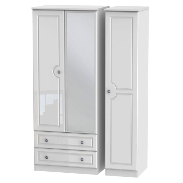 Ready Assembled 2 U Stirling Triple 2 Drawer Mirrored Wardrobe (Ready ...