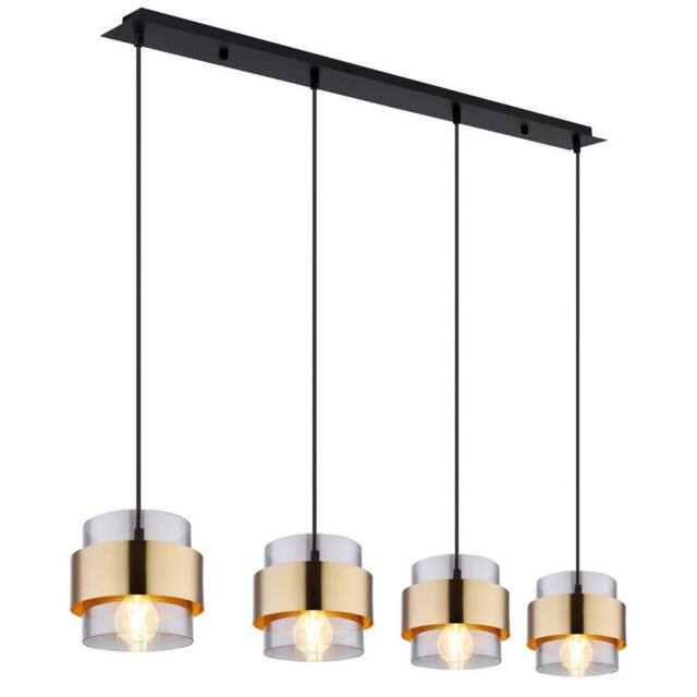 Netlighting Milley Bar Pendant Ceiling Light Matt Black Glass Shade 4x ...