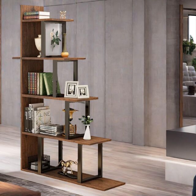 5 Tier Stepped Book Shelf Industrial Rustic Brown by Debenhams ...