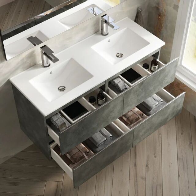 Vatilla 1200mm Wall Hung Vanity Unit with Lira Basin-Cemento by ...