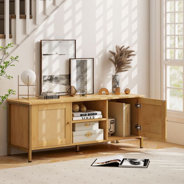 "Costway Boho TV Stand for TVs up to 55"" Media Console Table w/ 2 ...