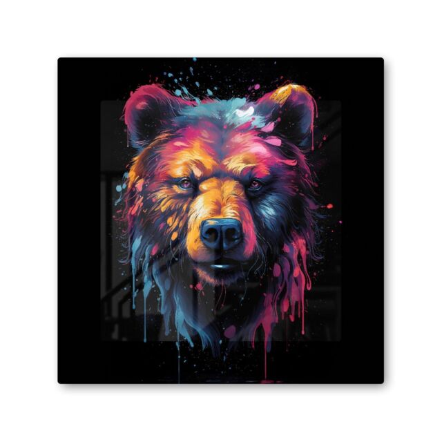 Splashart Bear Face HD Metal Print by Debenhams | ufurnish.com